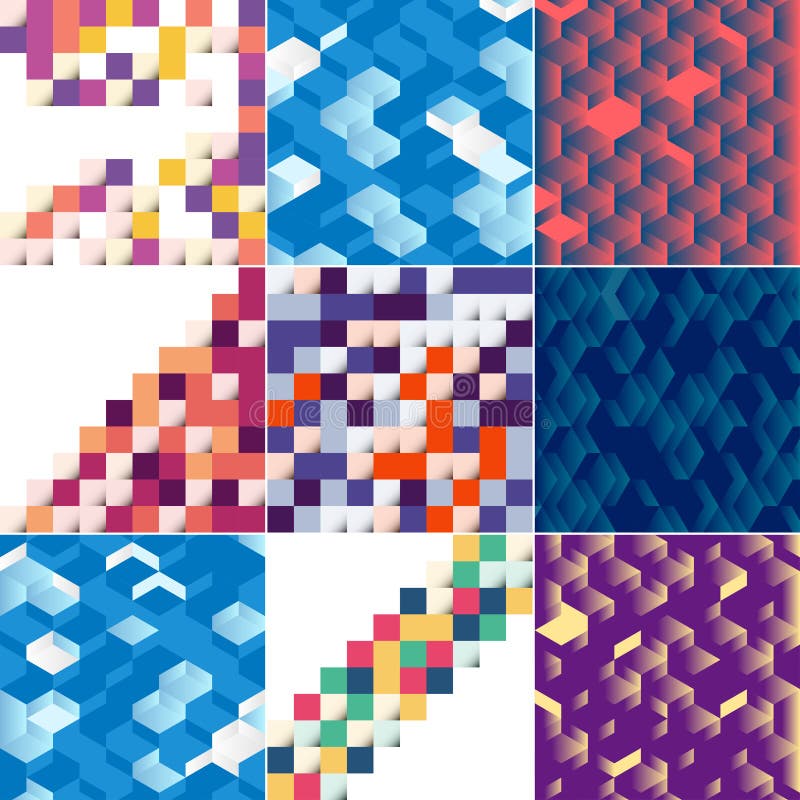 Seamless Pattern of Colorful Blocks with a Shadow Effect EPS10 Vector ...