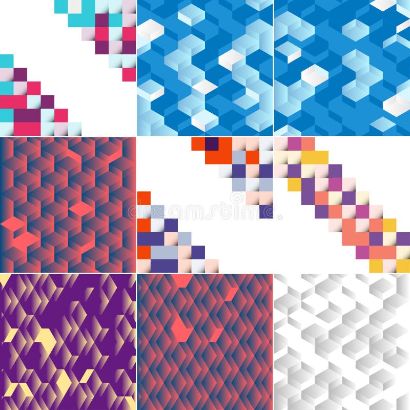 Seamless Pattern of Colorful Blocks with a Shadow Effect EPS10 Vector ...