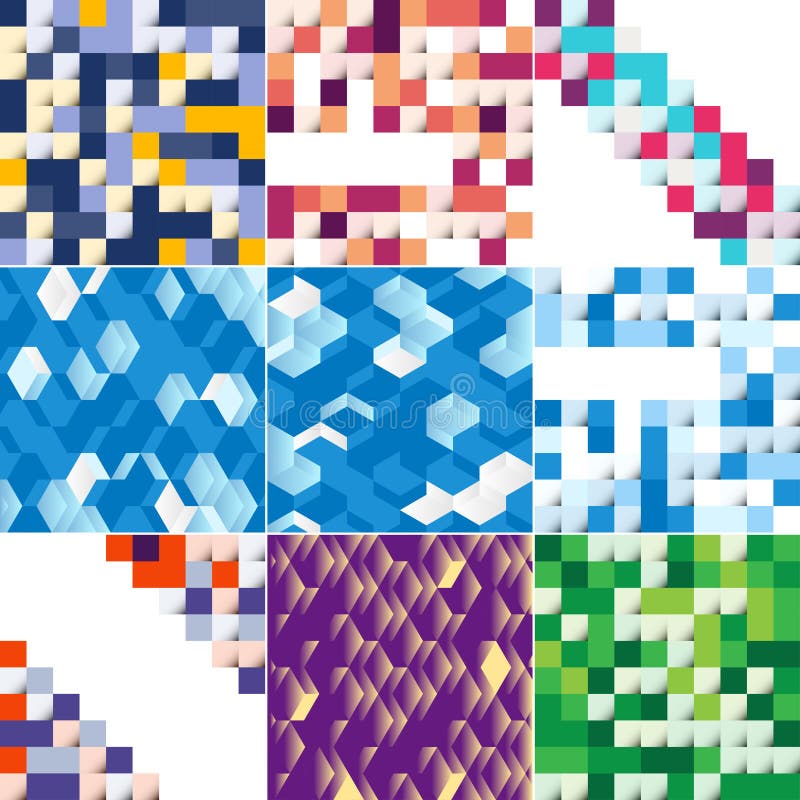Seamless Pattern of Colorful Blocks with a Shadow Effect EPS10 Vector ...