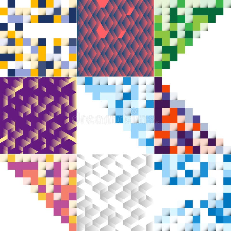 Seamless Pattern of Colorful Blocks with a Shadow Effect and a Gradient ...
