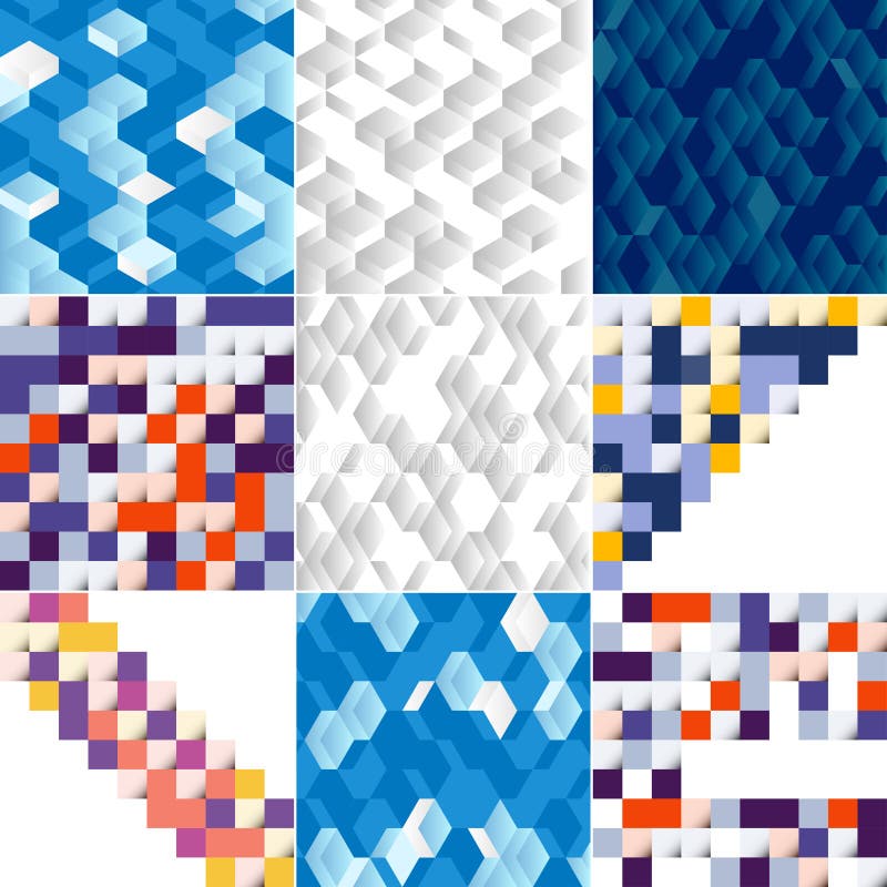 Seamless Pattern of Colorful Blocks with a Shadow Effect and a Gradient ...