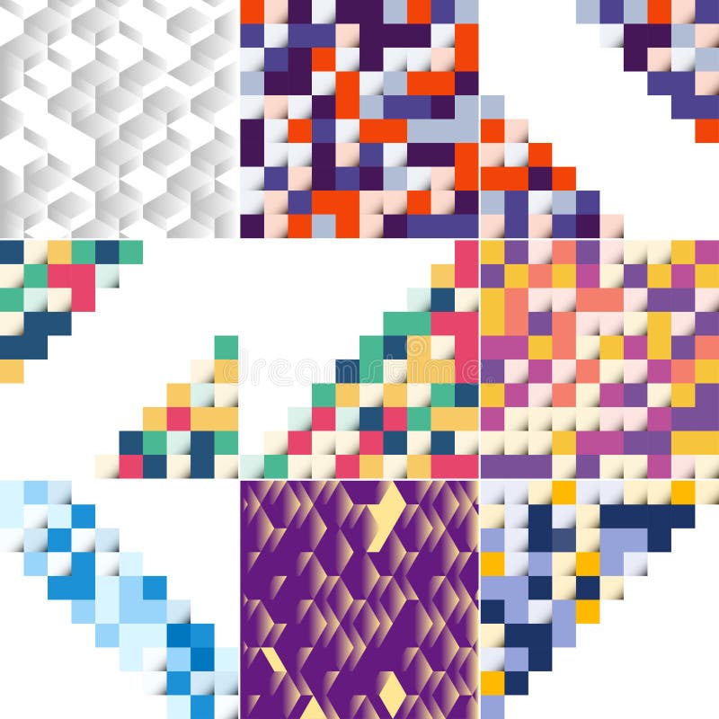 Seamless Pattern of Colorful Blocks with Shadow EPS10 Vector; Pack of 9 ...