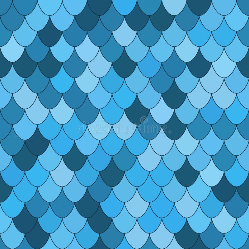 Seamless Pattern with Colorful Blue Scales Stock Vector - Illustration ...