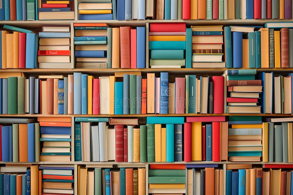 Seamless Pattern of Colorful Books Arranged Like a Bookcase Stock ...