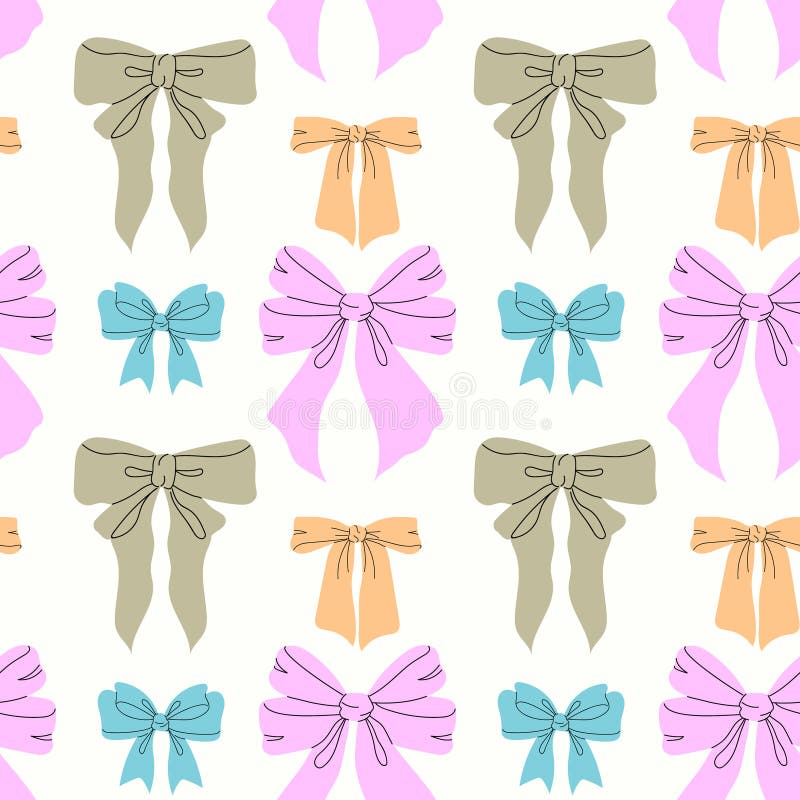 A Seamless Pattern of Colorful Bows in Various Sizes and Colors Stock ...