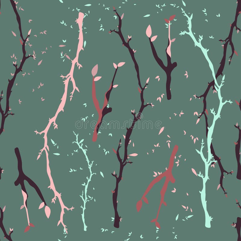 Seamless Pattern with Colorful Branches on a Gray Background. Abstract ...