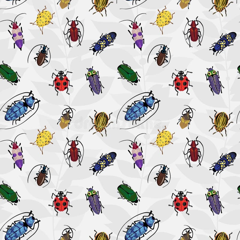 Seamless Pattern with Colorful Bugs. Stock Illustration - Illustration ...