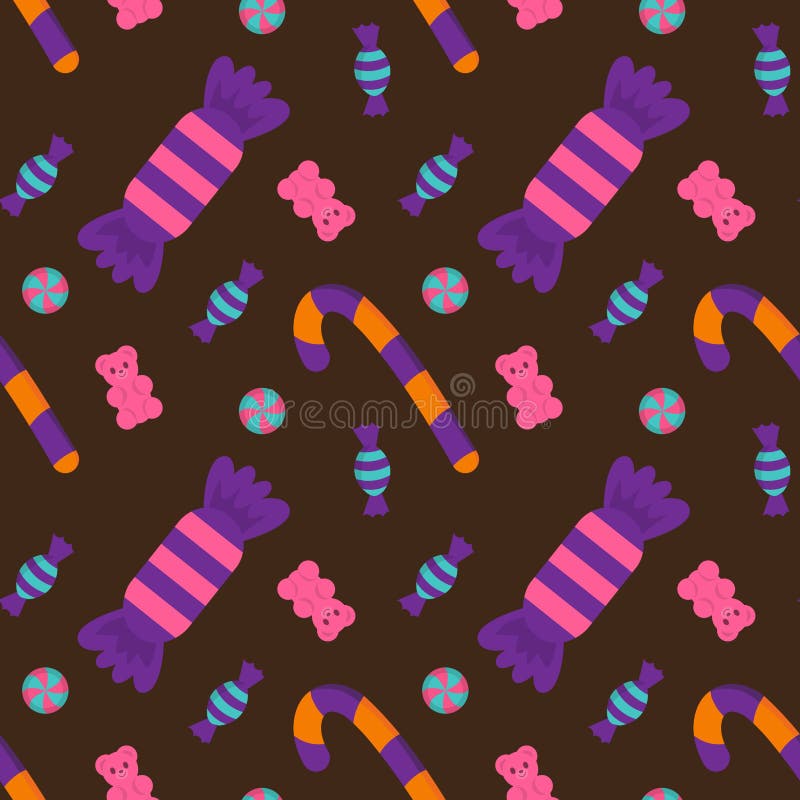 Seamless Pattern with Colorful Candies. Halloween Sweets Seamless ...