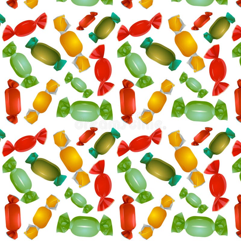 Seamless Pattern with Colorful Candy. Candy for Halloween Party Stock ...