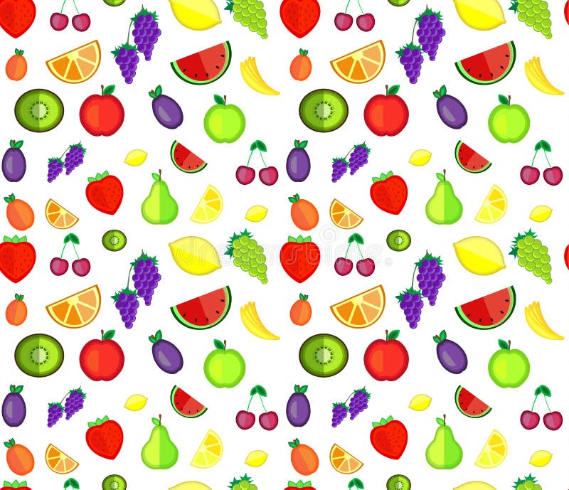 Seamless Pattern of Colorful Cartoon Fruit Stock Vector - Illustration ...