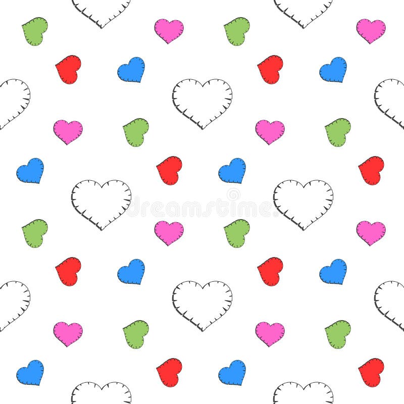 Seamless Pattern of Colorful Cartoon Hearts Stock Vector - Illustration ...