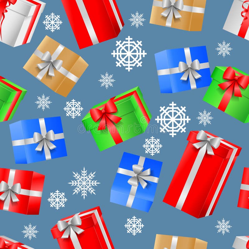 Seamless Pattern with Colorful Christmas Gift Boxes and Ribbons. Stock ...