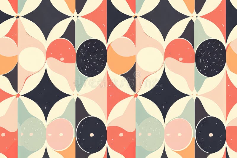 Seamless Pattern of Colorful Circles and Geometric Shapes Arranged in ...