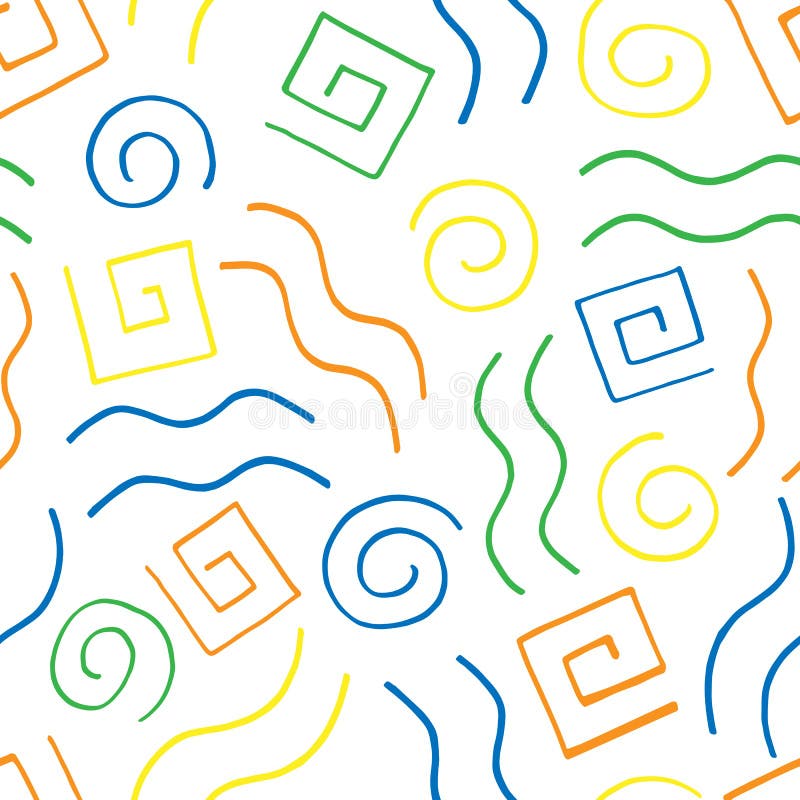 Seamless Pattern Colorful Curlicues Stock Vector - Illustration of ...