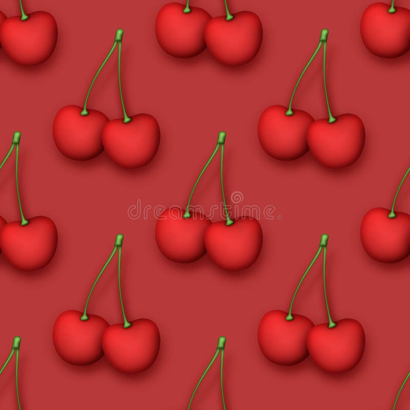 Seamless Pattern with Colorful Cute Cherries in Modern Plastic Style ...