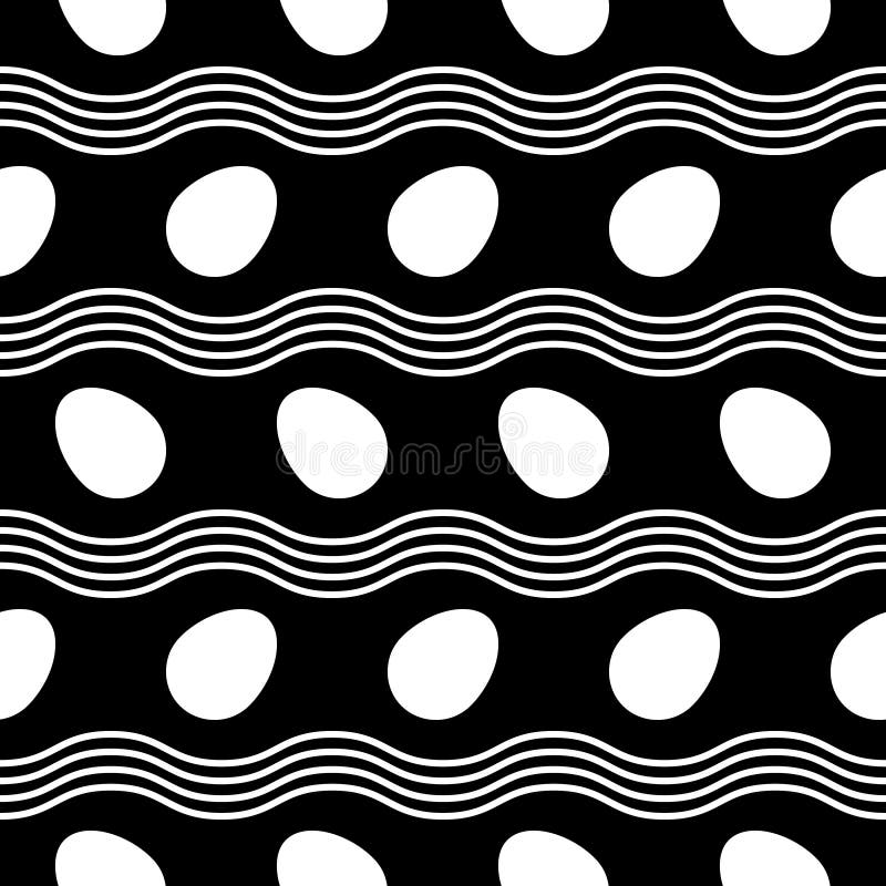 Seamless Pattern with Colorful 3D Easter Eggs and Wavy Lines. Vector ...