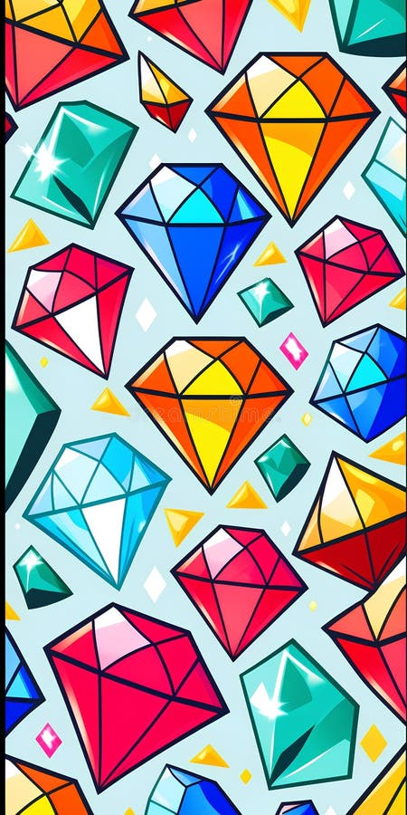 Seamless Pattern with Colorful Diamonds. Vector Illustration in Cartoon ...