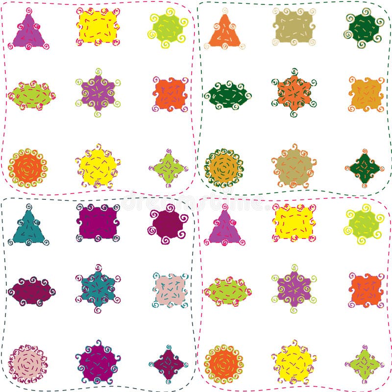 Seamless Pattern of Colorful Fancy Shapes Stock Vector - Illustration ...