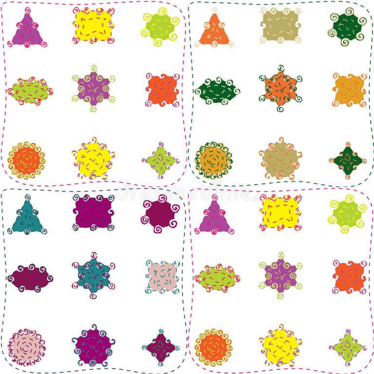 Seamless Pattern of Colorful Fancy Shapes Stock Vector - Illustration ...