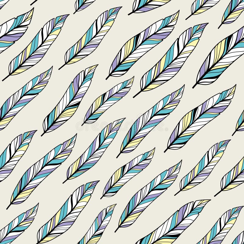Seamless Pattern with Colorful Feathers. Vector Art. Stock Vector ...