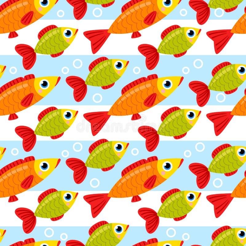 Seamless Pattern from Colorful Fish Cartoon Stock Vector - Illustration ...