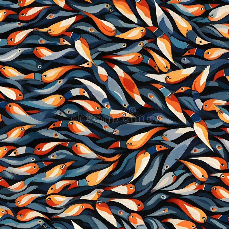 Seamless Pattern with Colorful Fishes. Vector Illustration in Cartoon ...