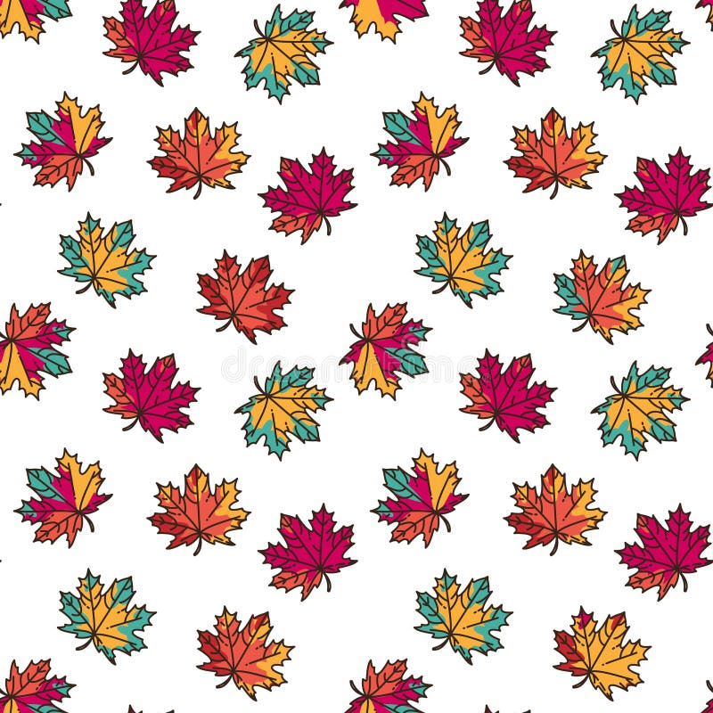 Seamless Pattern with Colorful Flat Maple Leaves Stock Vector ...