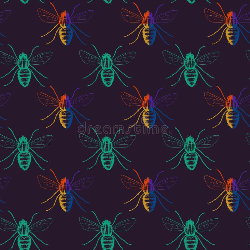 Colorful Flies Background stock vector. Illustration of contagious ...