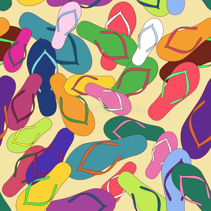 Flip Flops Seamless Pattern Stock Vector - Illustration of footwear ...