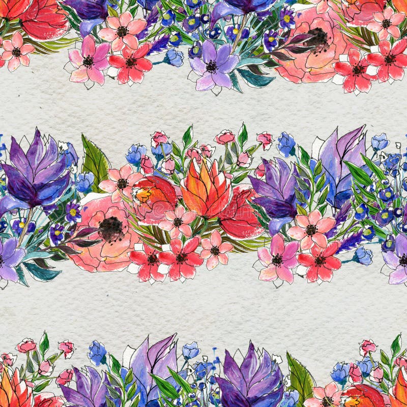 Rows Colorful Flowers Stock Illustrations – 350 Rows Colorful Flowers ...