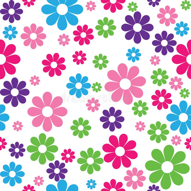 Seamless Pattern of Colorful Flowers Stock Vector - Illustration of ...