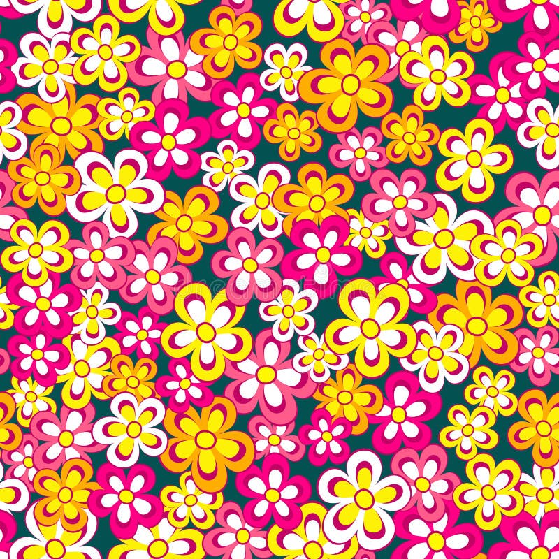 Seamless, Pattern of Colorful Flowes Stock Illustration - Illustration ...