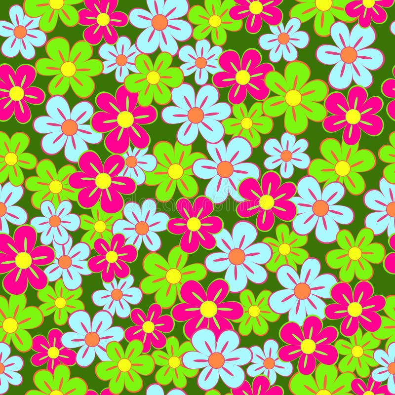 Seamless, Pattern of Colorful Flowes Stock Vector - Illustration of ...