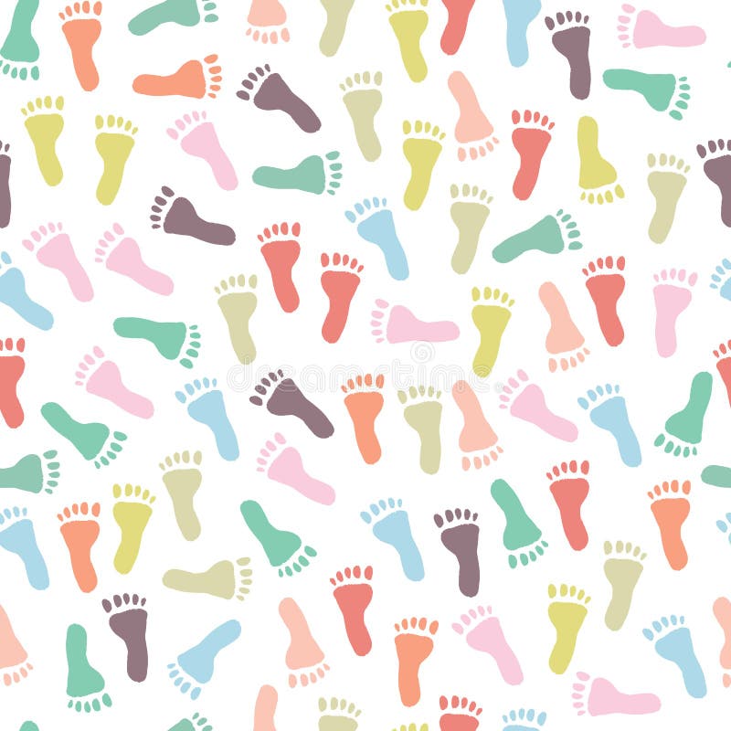 Seamless Pattern with Colorful Footprints Stock Vector - Illustration ...
