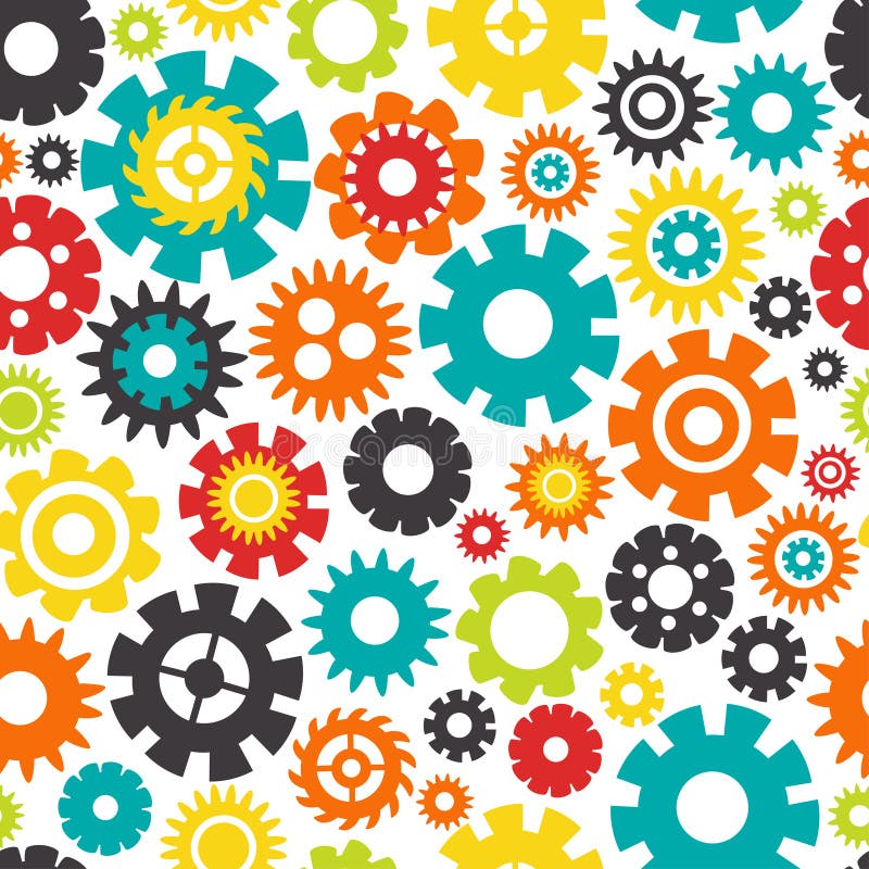 Seamless Pattern with Colorful Gears Stock Vector - Illustration of ...