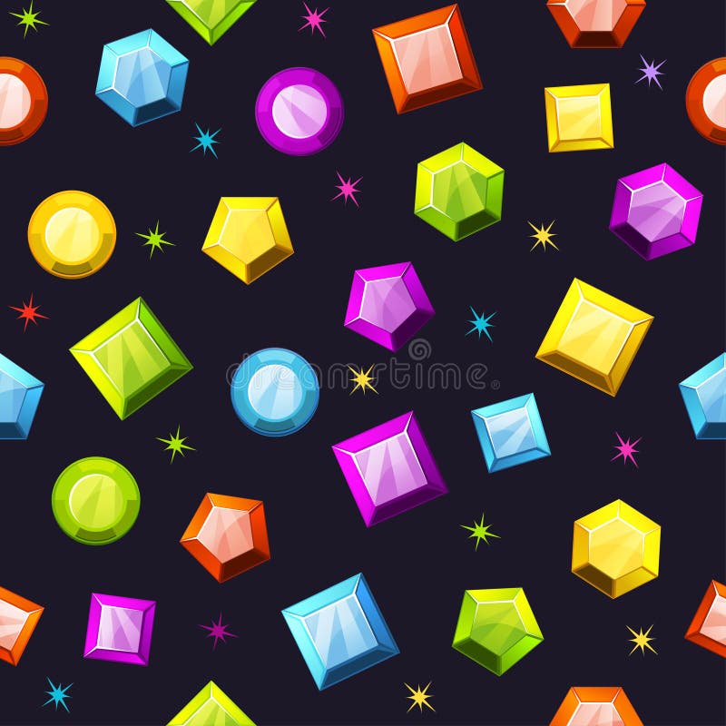 Seamless Pattern with Colorful Gemstones Stock Vector - Illustration of ...