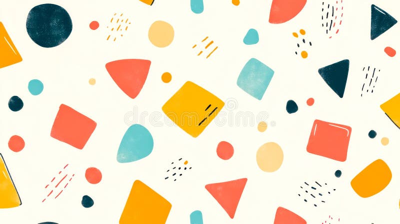 Seamless Pattern with Colorful Geometric Shapes on White Background ...