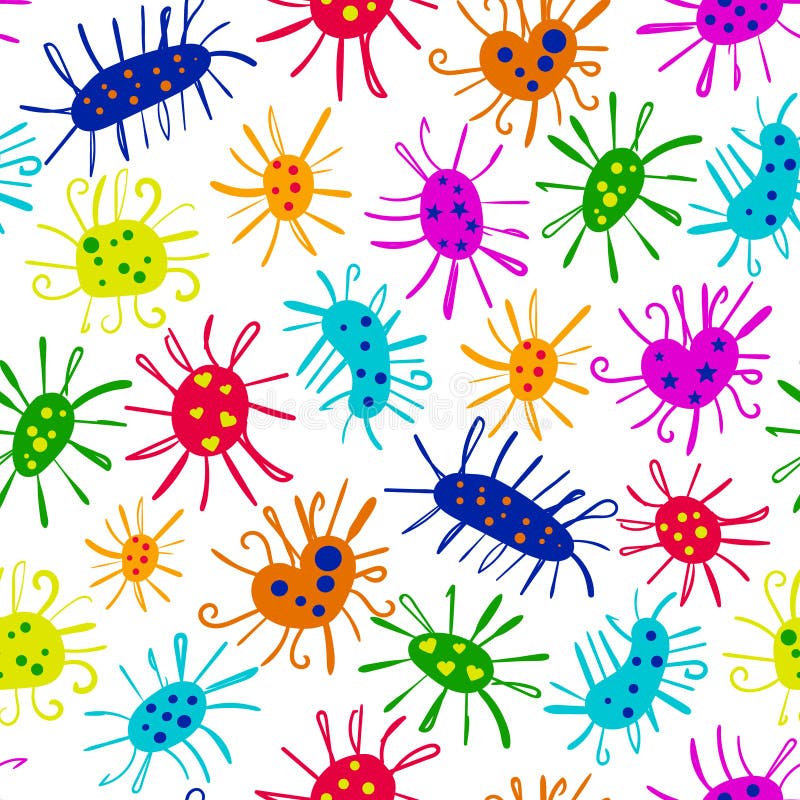 Seamless Pattern with Colorful Germs. Stock Vector - Illustration of ...