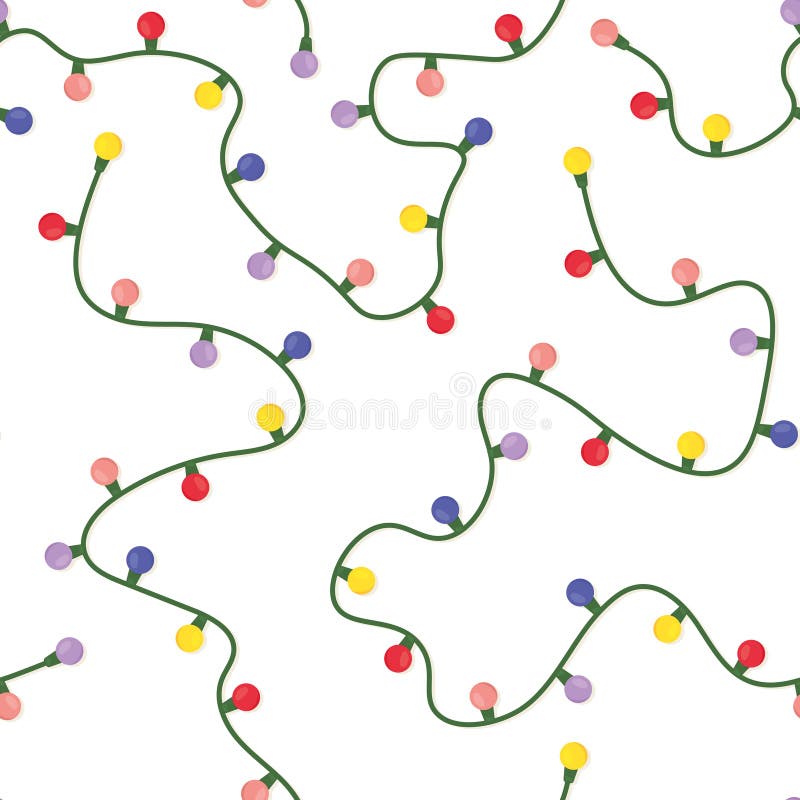 Seamless Pattern with Colorful Glowing Christmas Tree Lights- Stock ...