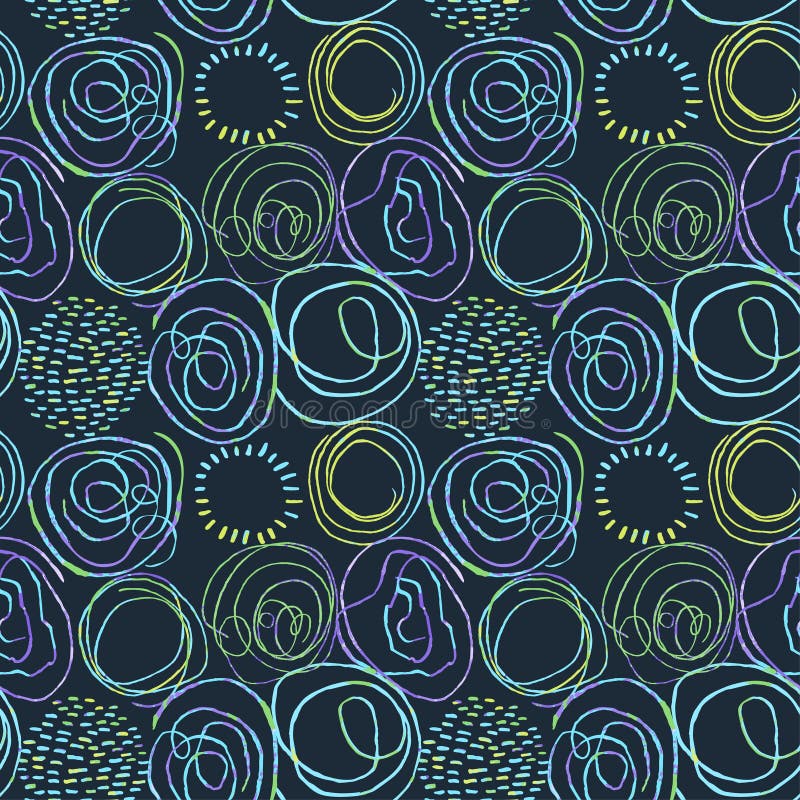 Seamless Pattern with Colorful Hand Drawn Abstract Round Elements ...