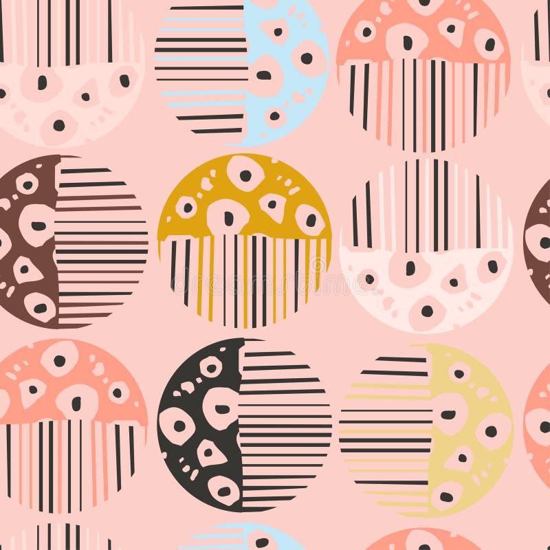 Seamless Pattern with Colorful Hand Drawn Abstract Round Elements ...