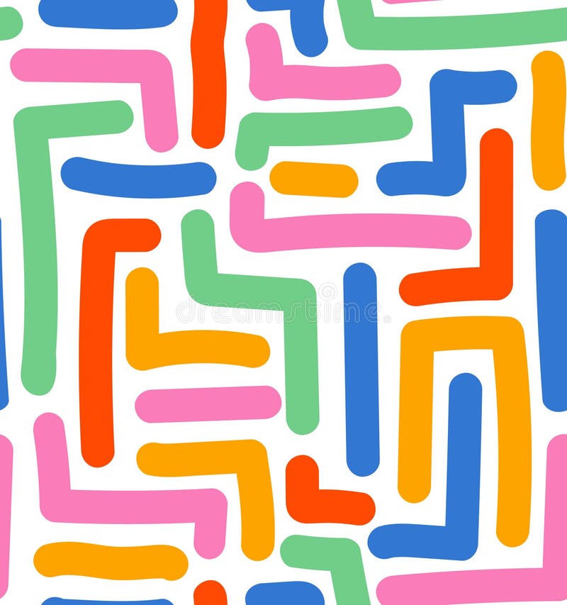 Seamless Pattern with Colorful Hand Drawn Bold Lines Stock Vector ...