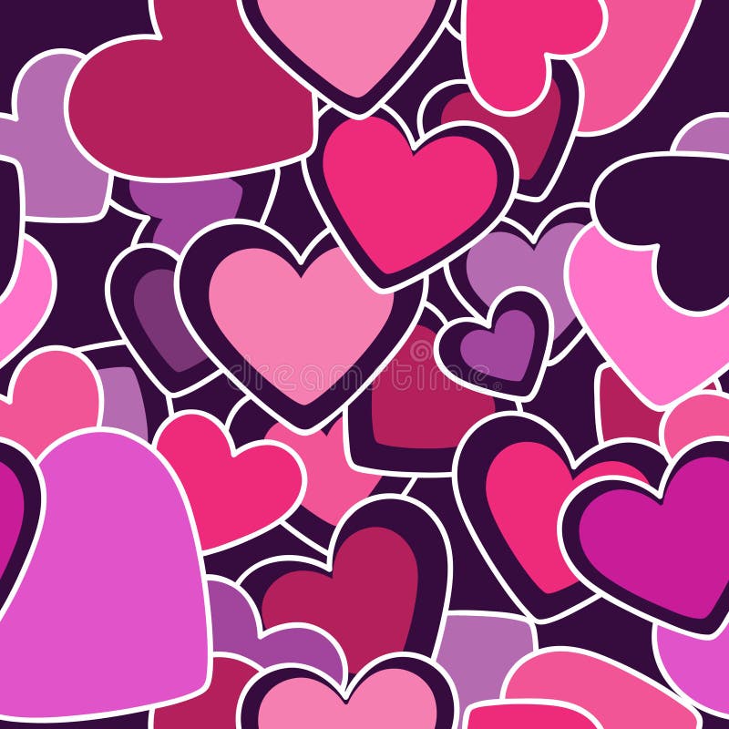 Hearts Vector Seamless Repeat Pattern Stock Vector - Illustration of ...