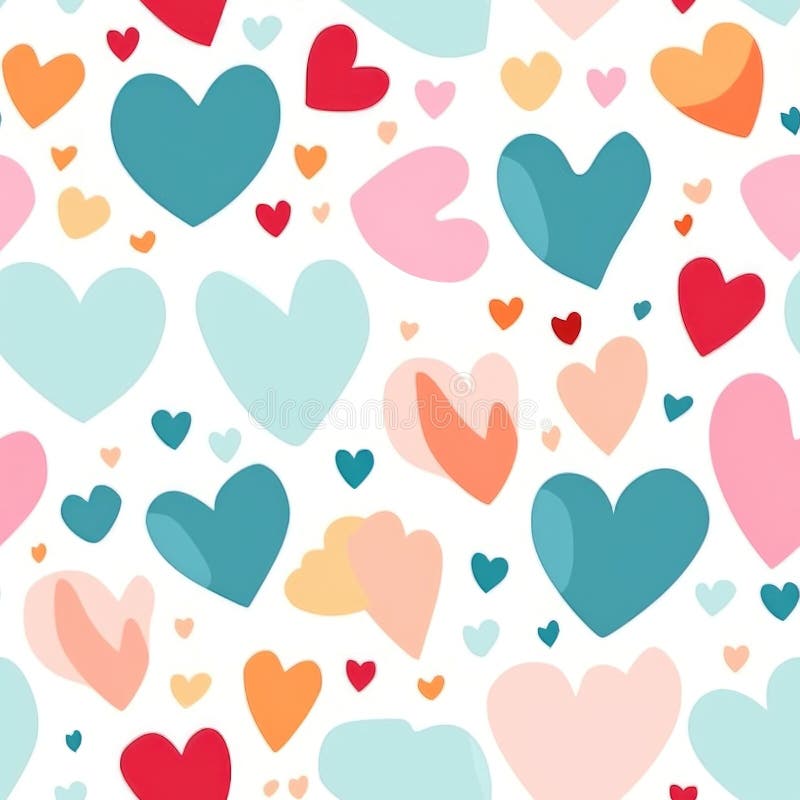 Seamless Pattern of Colorful Hearts on White Stock Illustration ...