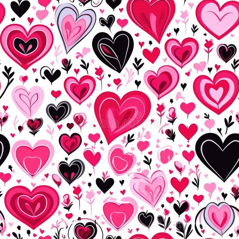 Seamless Pattern of Colorful Hearts on White Stock Illustration ...