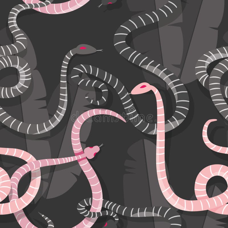 Seamless Pattern with Colorful Intertwined Striped Rain Forest Snakes ...