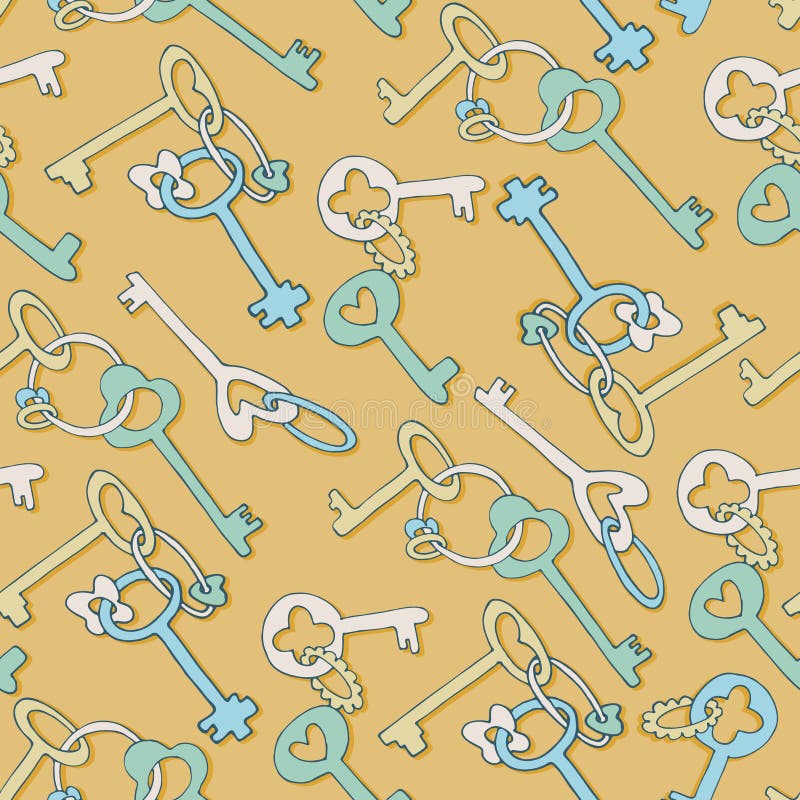 Seamless Pattern with Colorful Keys, Key Chains Stock Vector ...