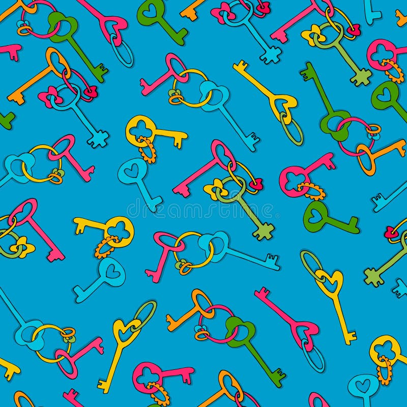Seamless Pattern with Colorful Keys, Key Chains Stock Vector ...