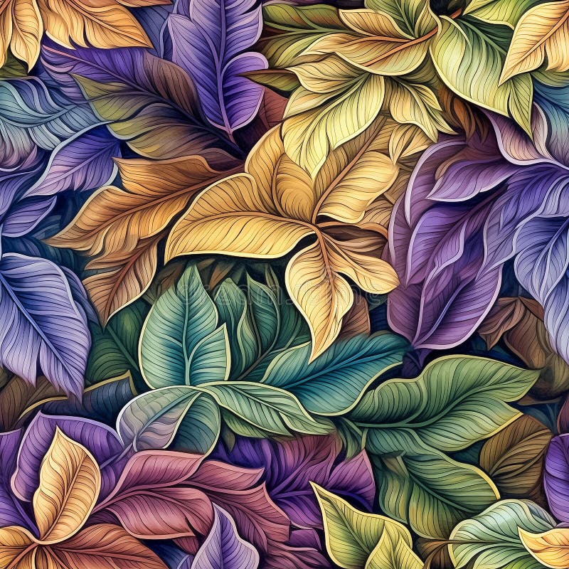 Seamless Pattern with Colorful Leaves. Organic Texture, Great for ...