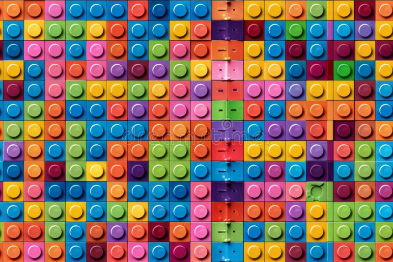 A Seamless Pattern of Colorful Lego Bricks, Each with Its Own Unique ...